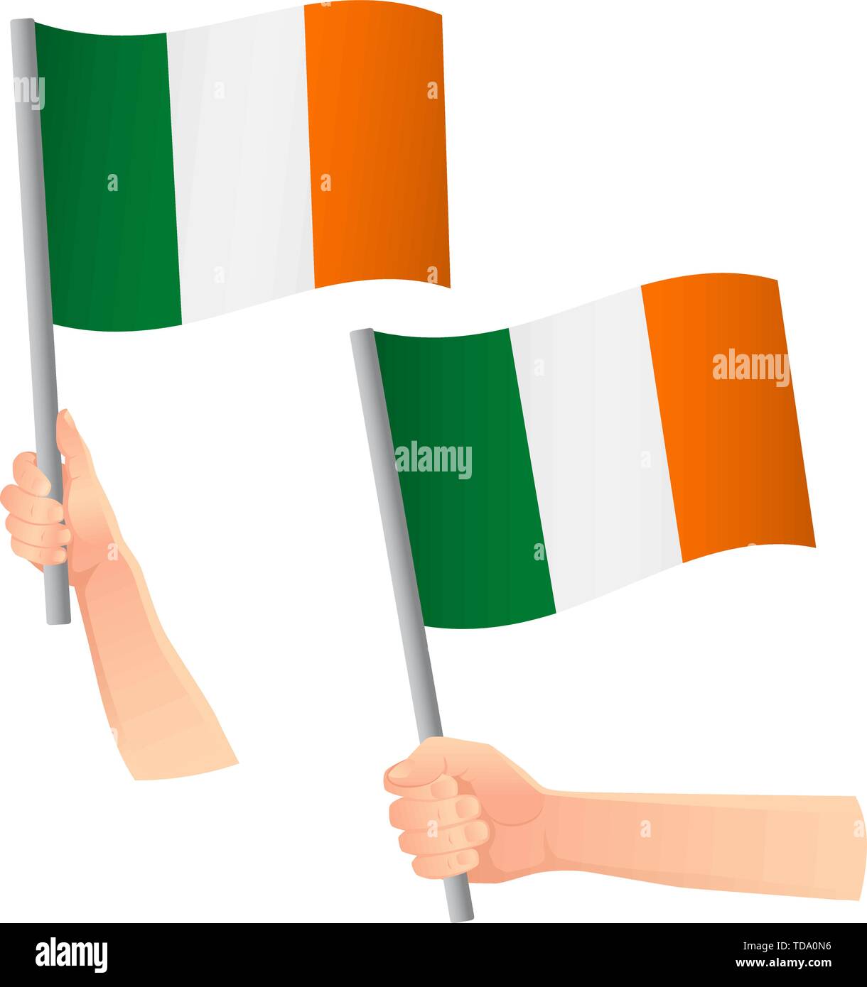 Ireland flag in hand. Patriotic background. National flag of Ireland ...