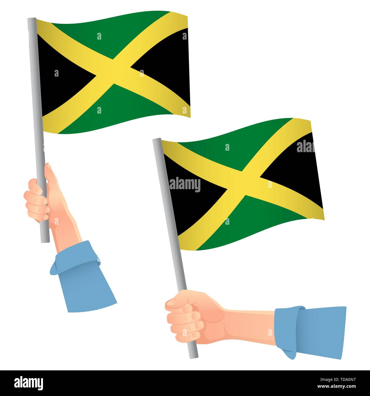 Jamaica flag in hand. Patriotic background. National flag of Jamaica ...