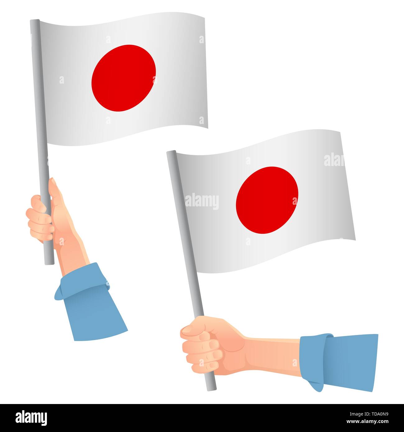 Japan flag in hand. Patriotic background. National flag of Japan ...