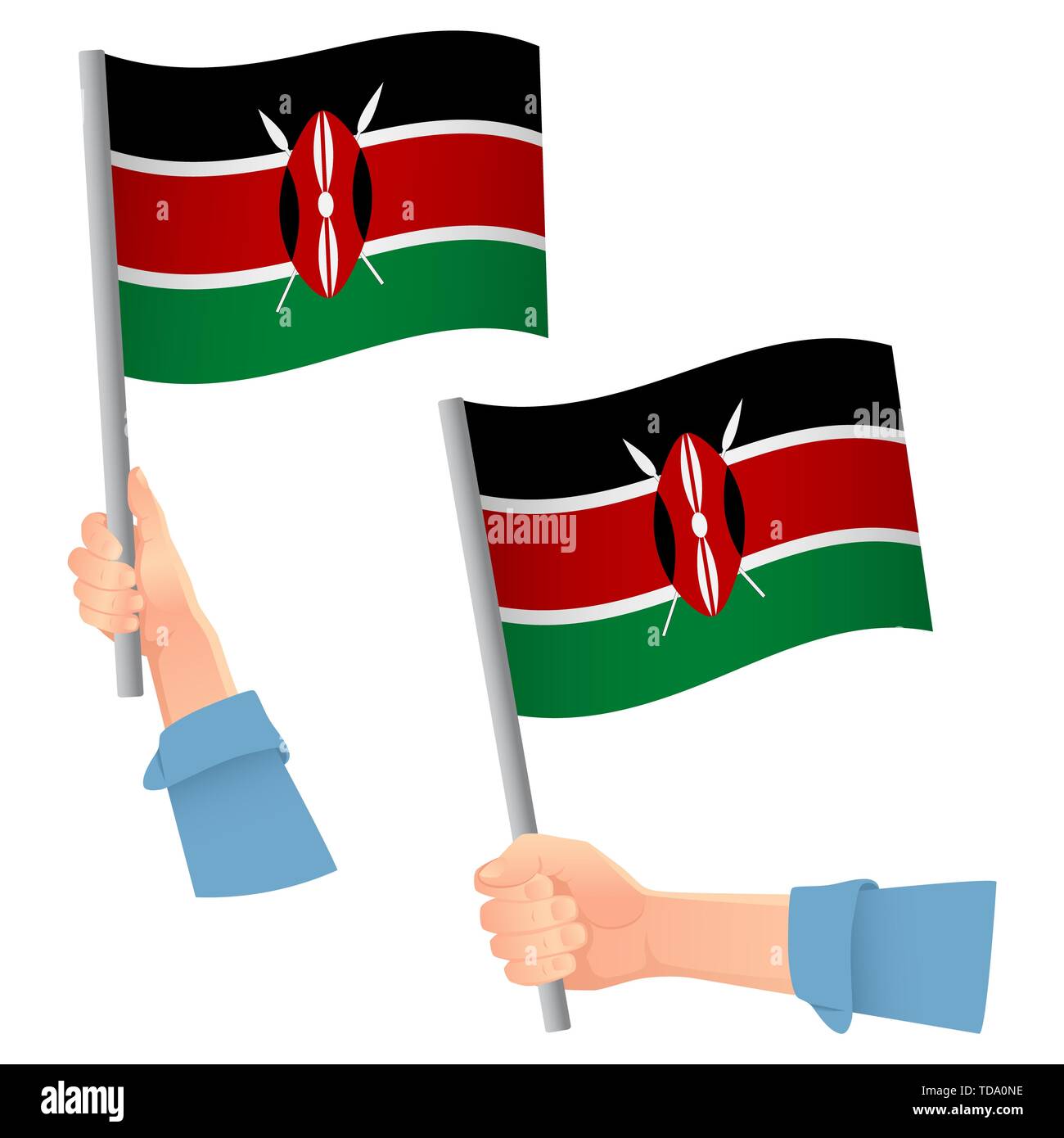 Kenya flag in hand. Patriotic background. National flag of Kenya ...