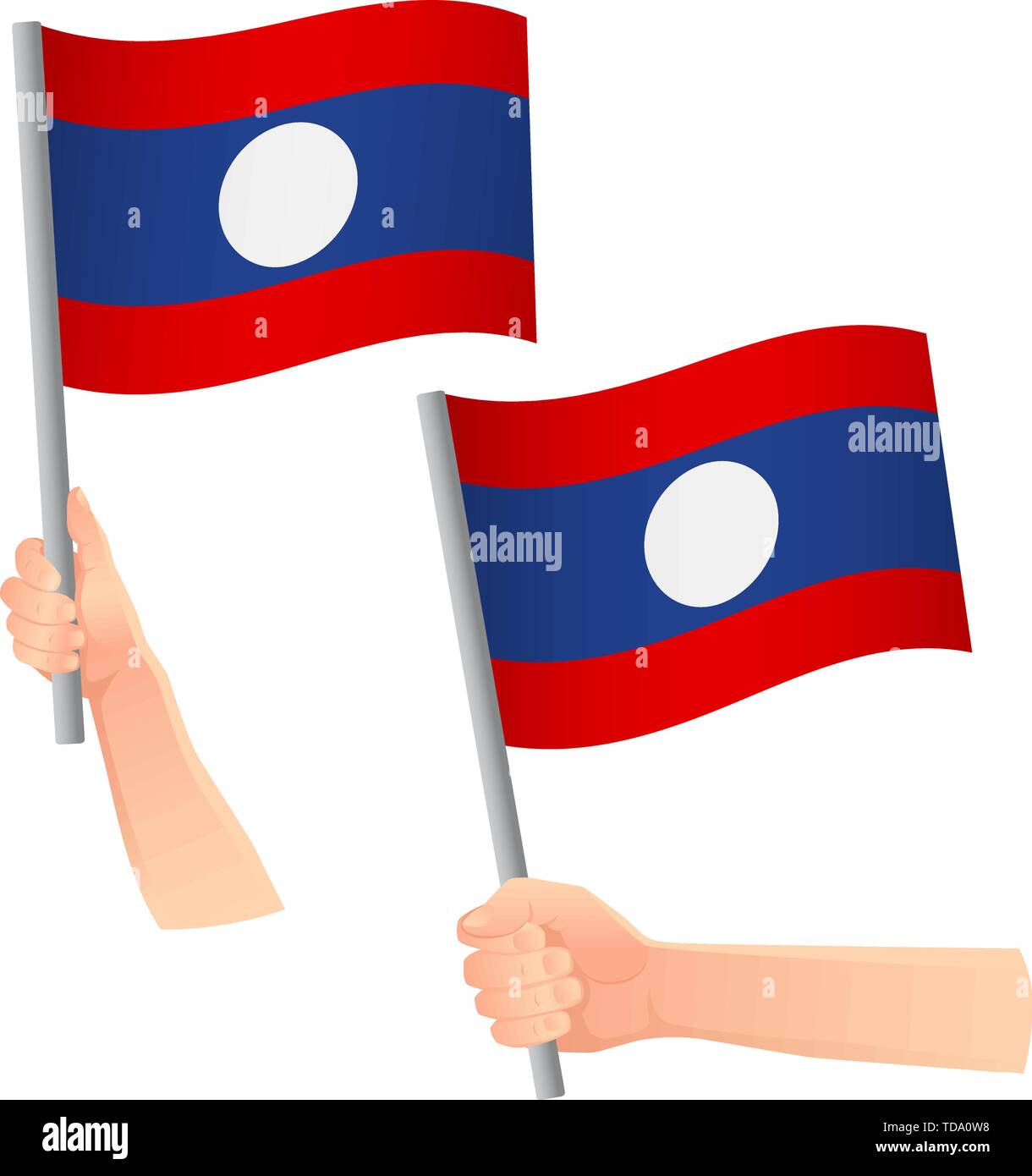 Laos flag in hand. Patriotic background. National flag of Laos vector ...