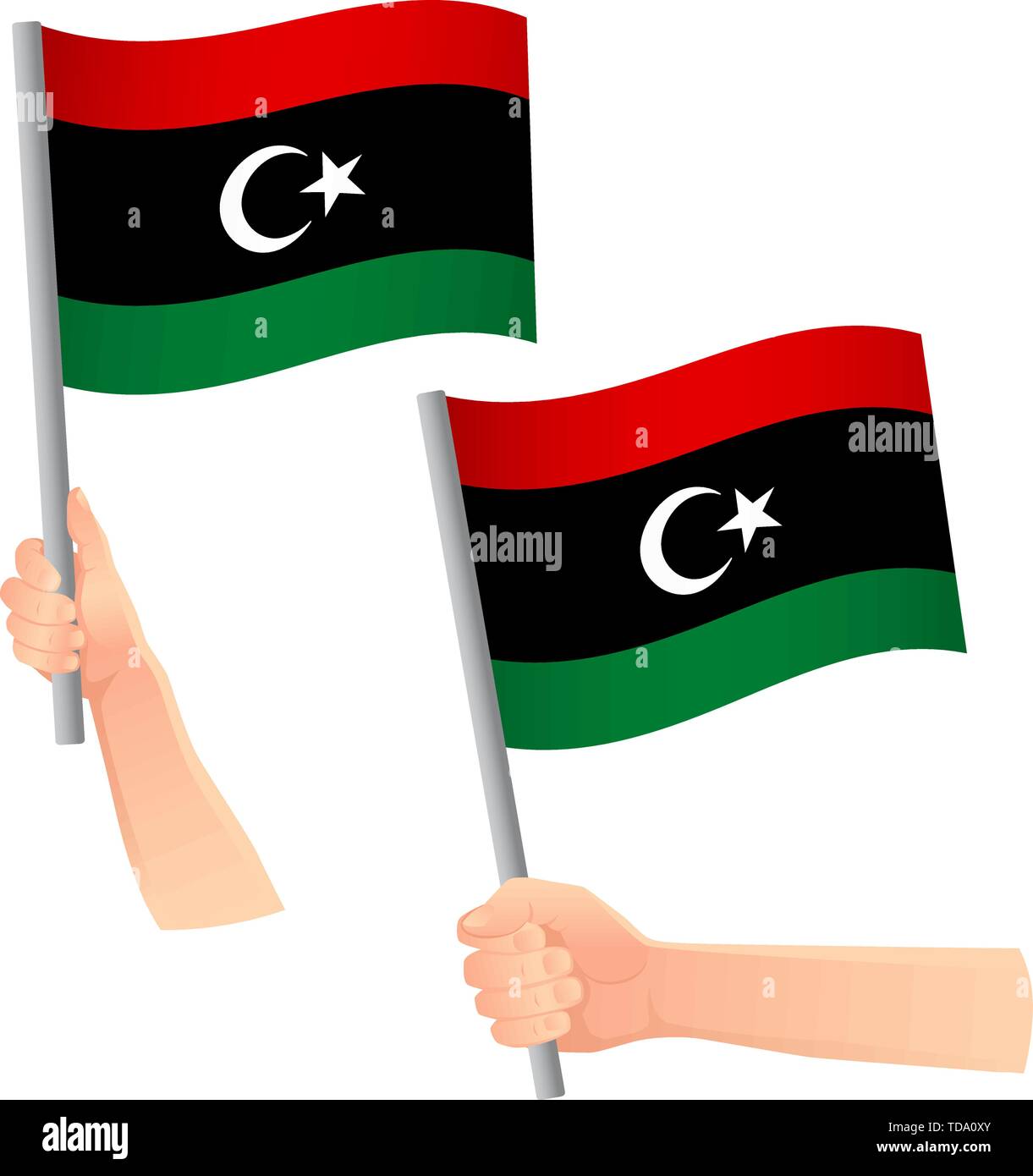libya flag in hand. Patriotic background. National flag of libya vector ...