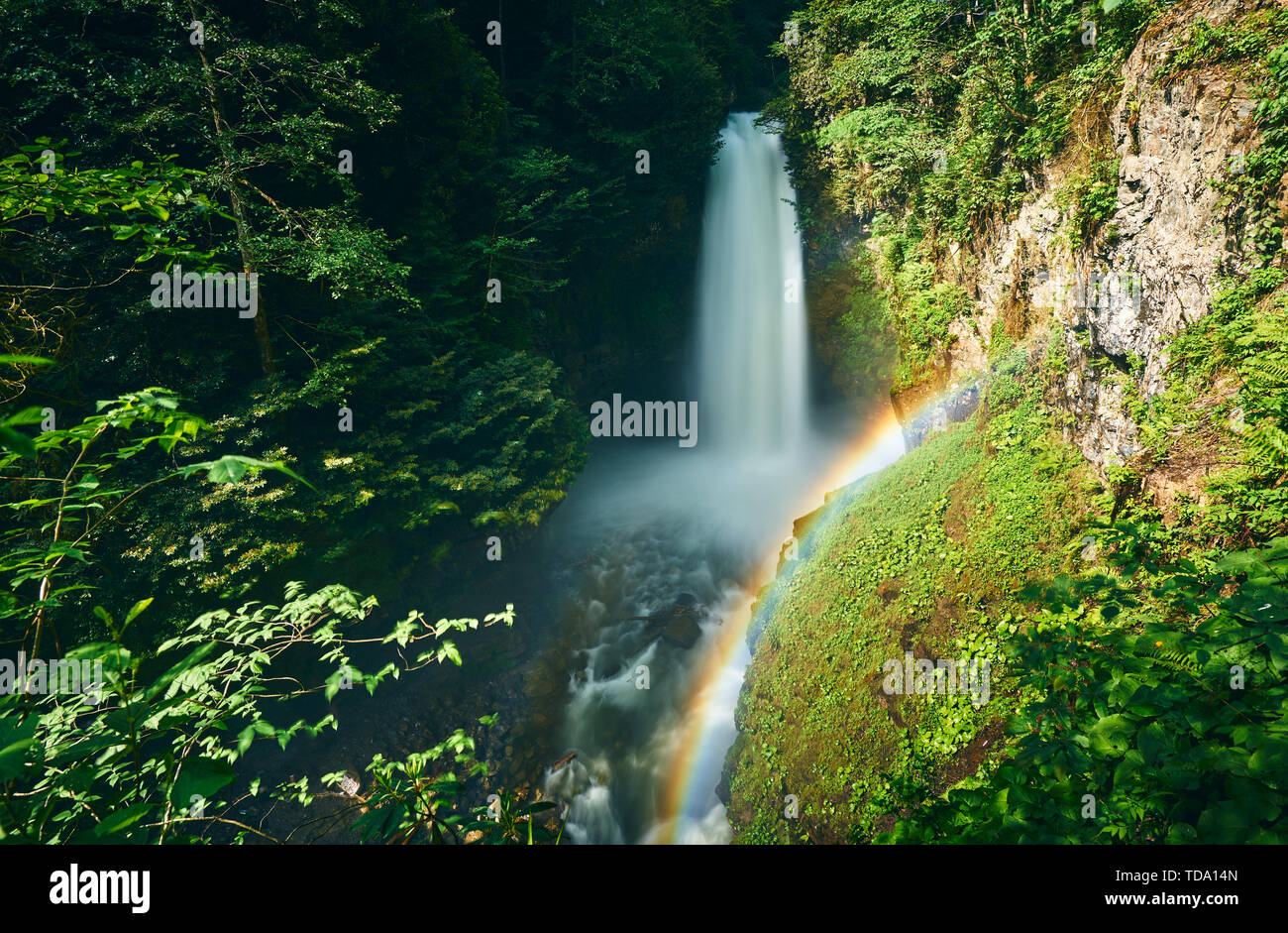Palovit Waterfall, Rize, Turkey. It is 15 meters high and one of very ...