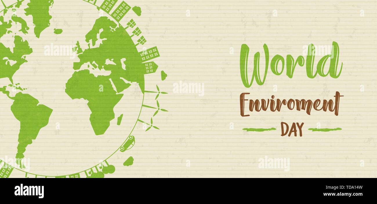 World environment day banner illustration. Green planet earth concept ...