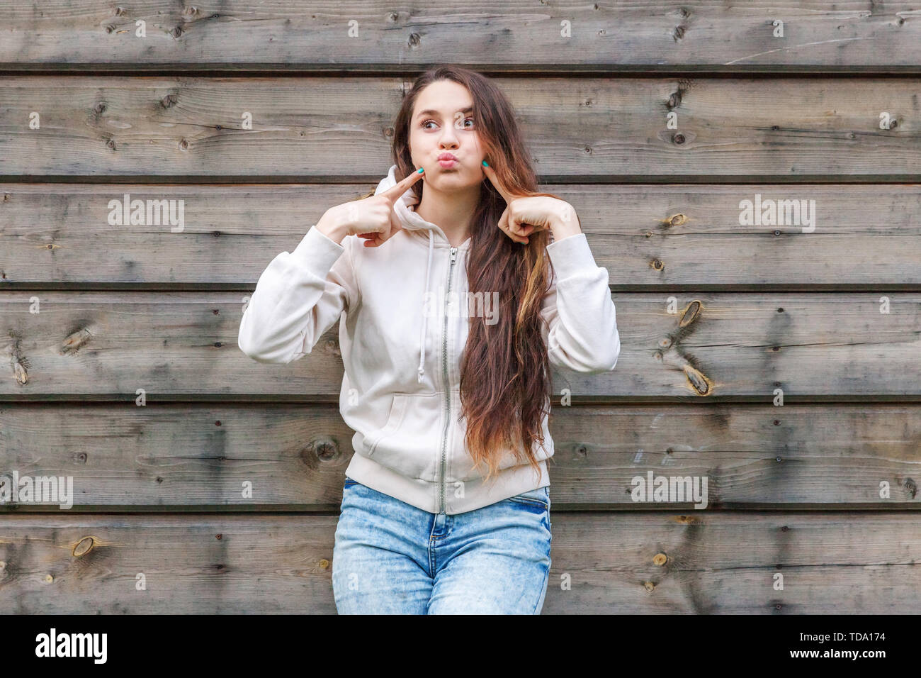 Happy girl smiling. Beauty portrait young laughing brunette woman ...