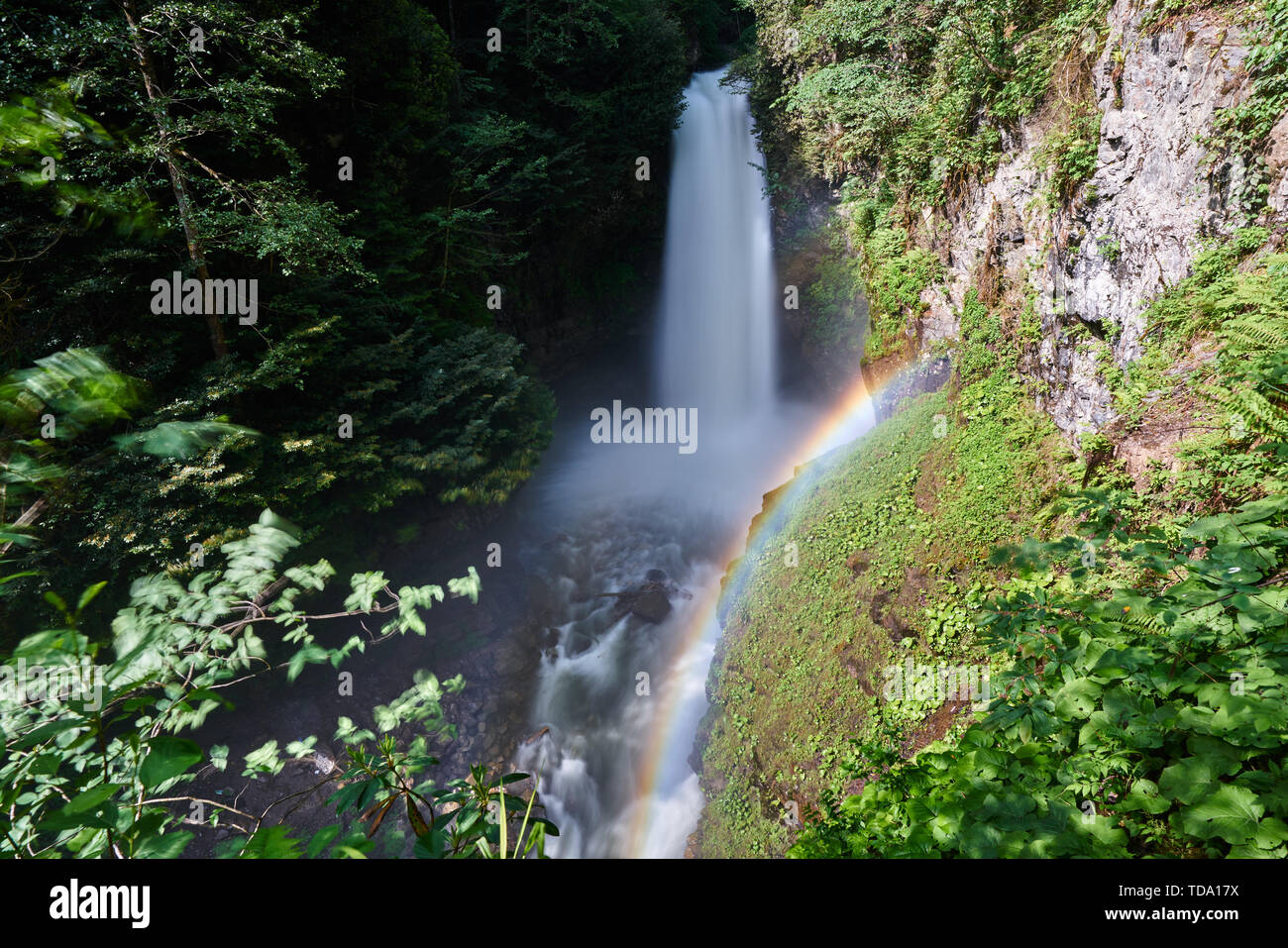 Palovit Waterfall, Rize, Turkey. It is 15 meters high and one of very ...