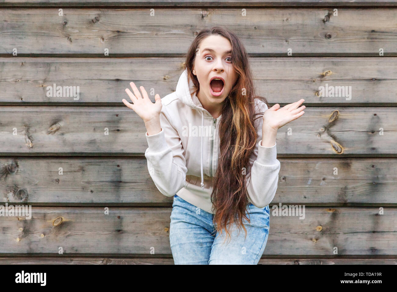 Happy girl smiling. Beauty portrait young laughing brunette woman ...