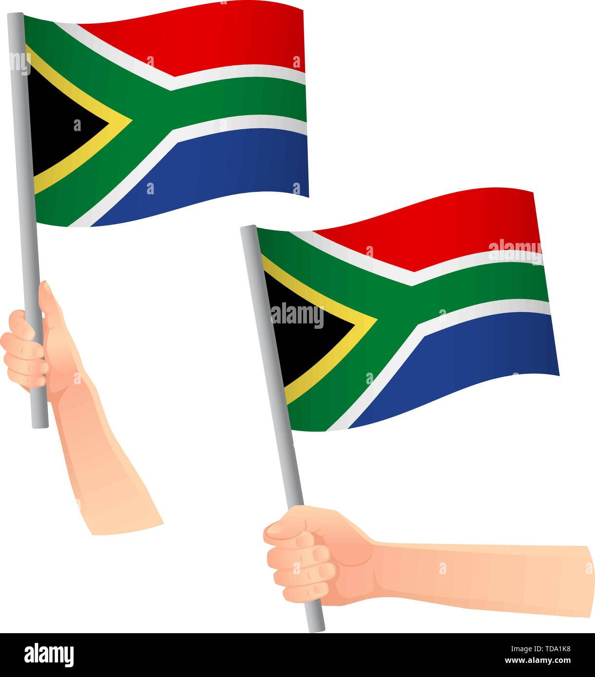 South Africa flag in hand. Patriotic background. National flag of South ...