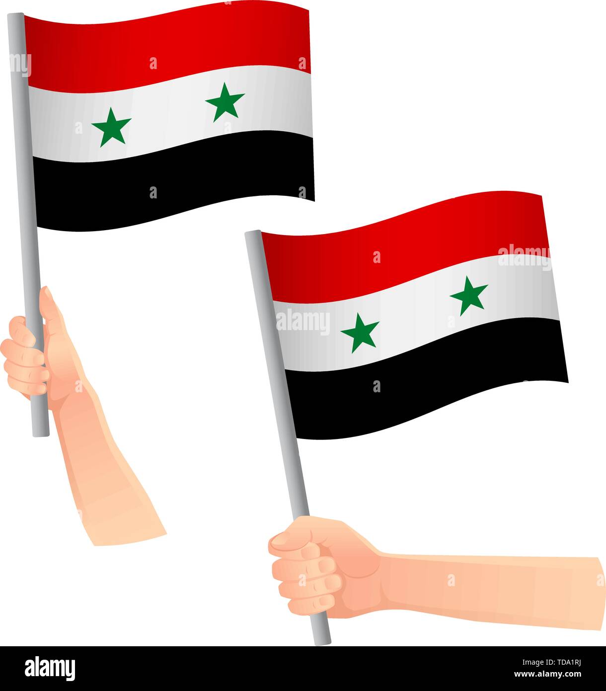 Syria flag in hand. Patriotic background. National flag of Syria vector ...