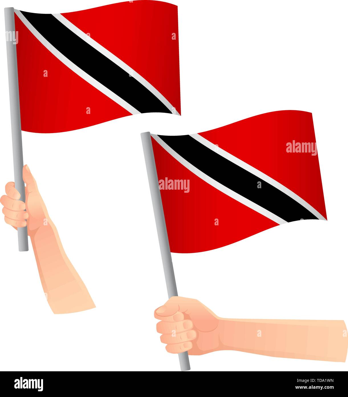 Trinidad and Tobago flag in hand. Patriotic background. National flag of Trinidad and Tobago ...