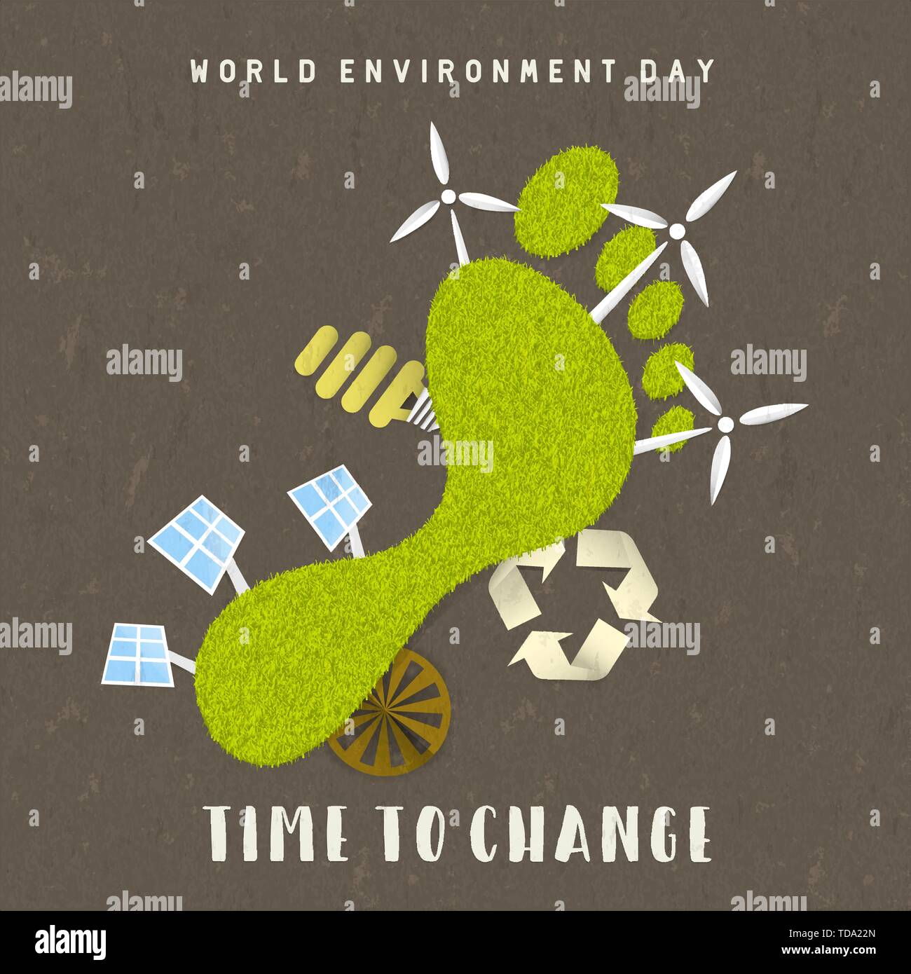 World Environment Day illustration for green energy concept. Human ...