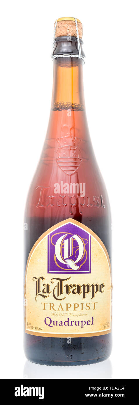 Winneconne, WI - 12 May 2019 : A bottle of La Trappe Trappist quadrupel ...