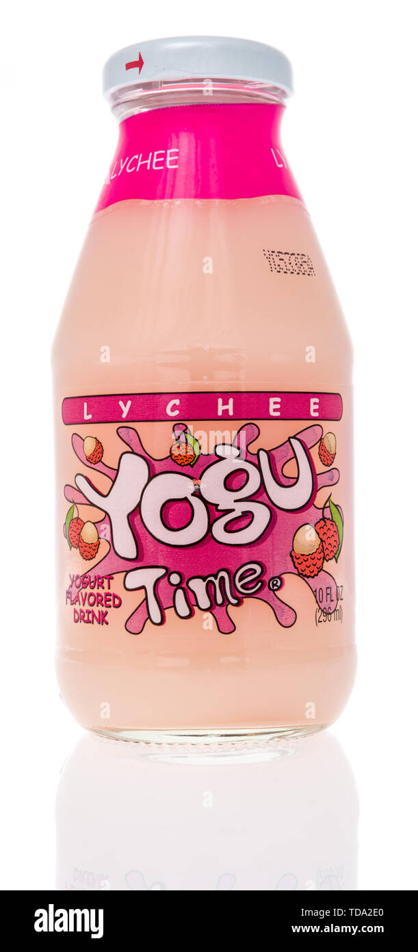Winneconne, WI - 16 May 2019 : A bottle of Lychee Yogu time yogurt ...