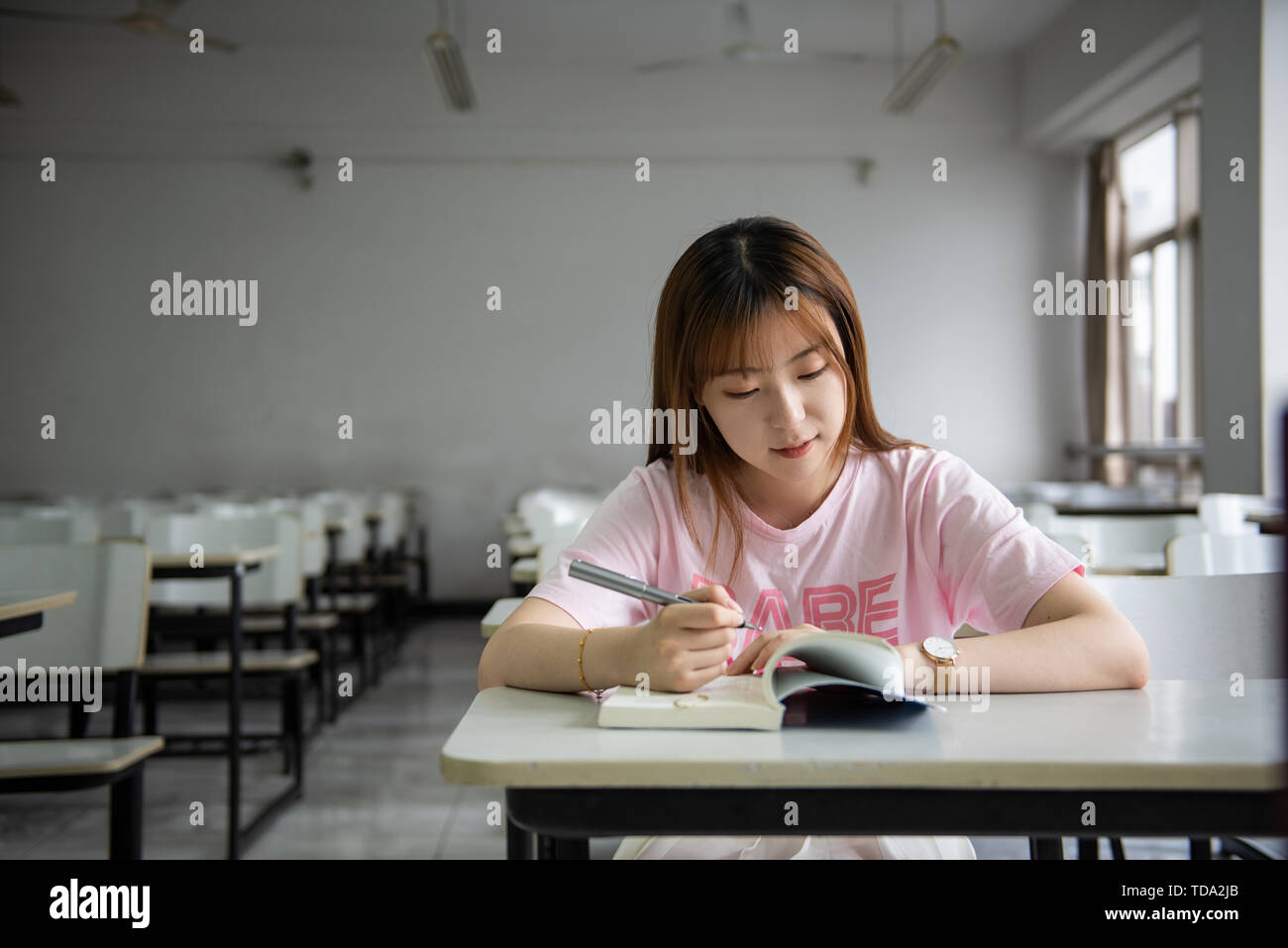Asian college students study examination education in classrooms Stock ...