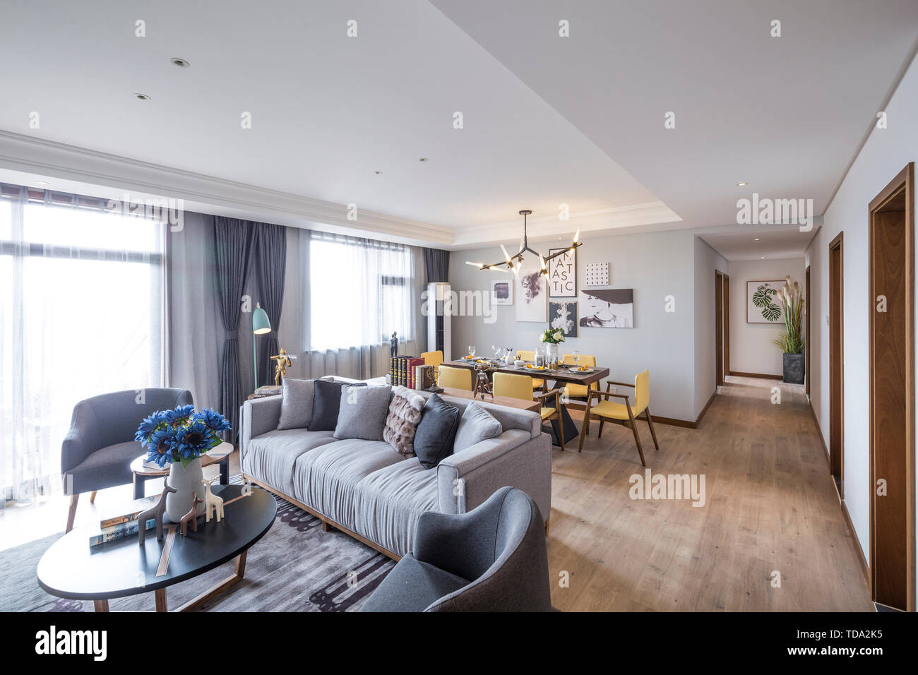 Design of interior design space of model room in modern living room ...