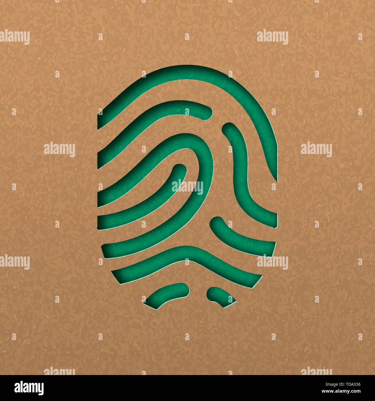 Papercut human finger print. Green fingerprint cutout concept in ...