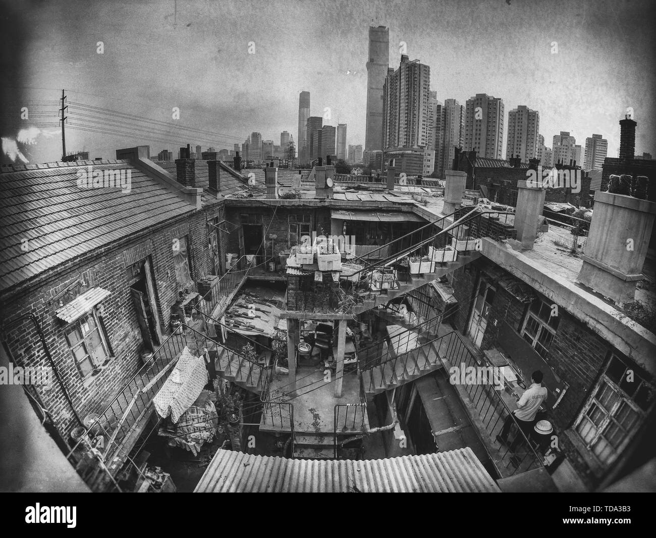 Old building compound on Dongguan Street, Dalian Stock Photo - Alamy