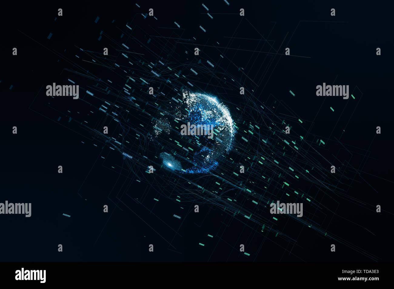 Three-dimensional rendering, global big data concept Stock Photo - Alamy