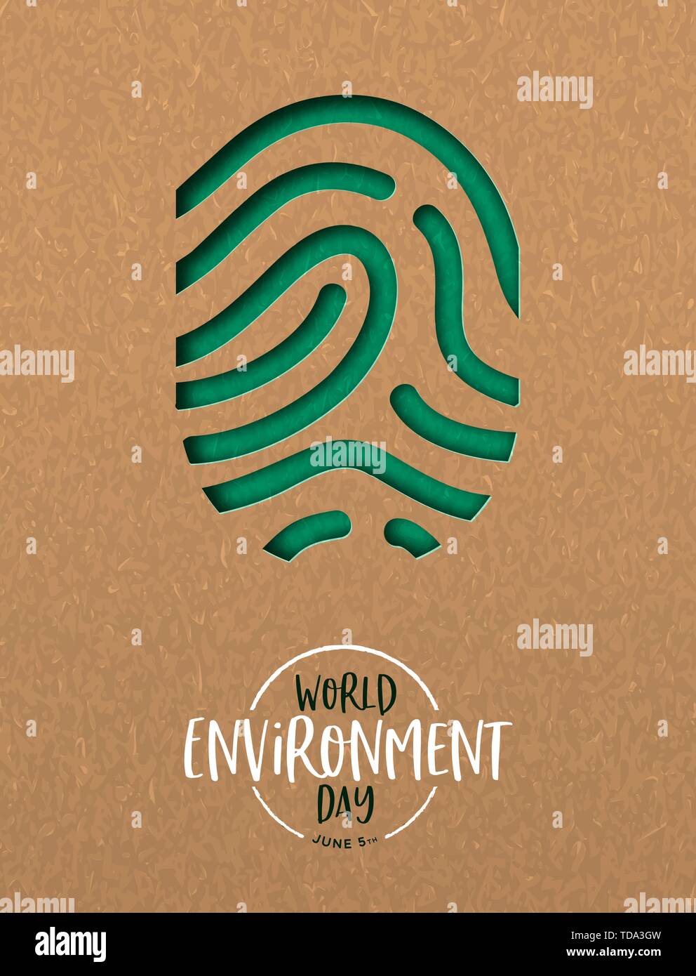 World Environment Day greeting card illustration of green papercut ...