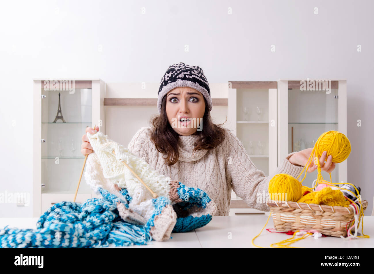 Frustrated woman and knit hi-res stock photography and images - Alamy
