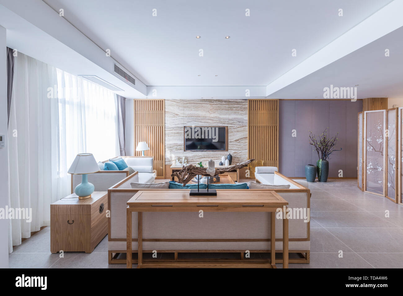 Design of interior design space of model room in modern living room ...