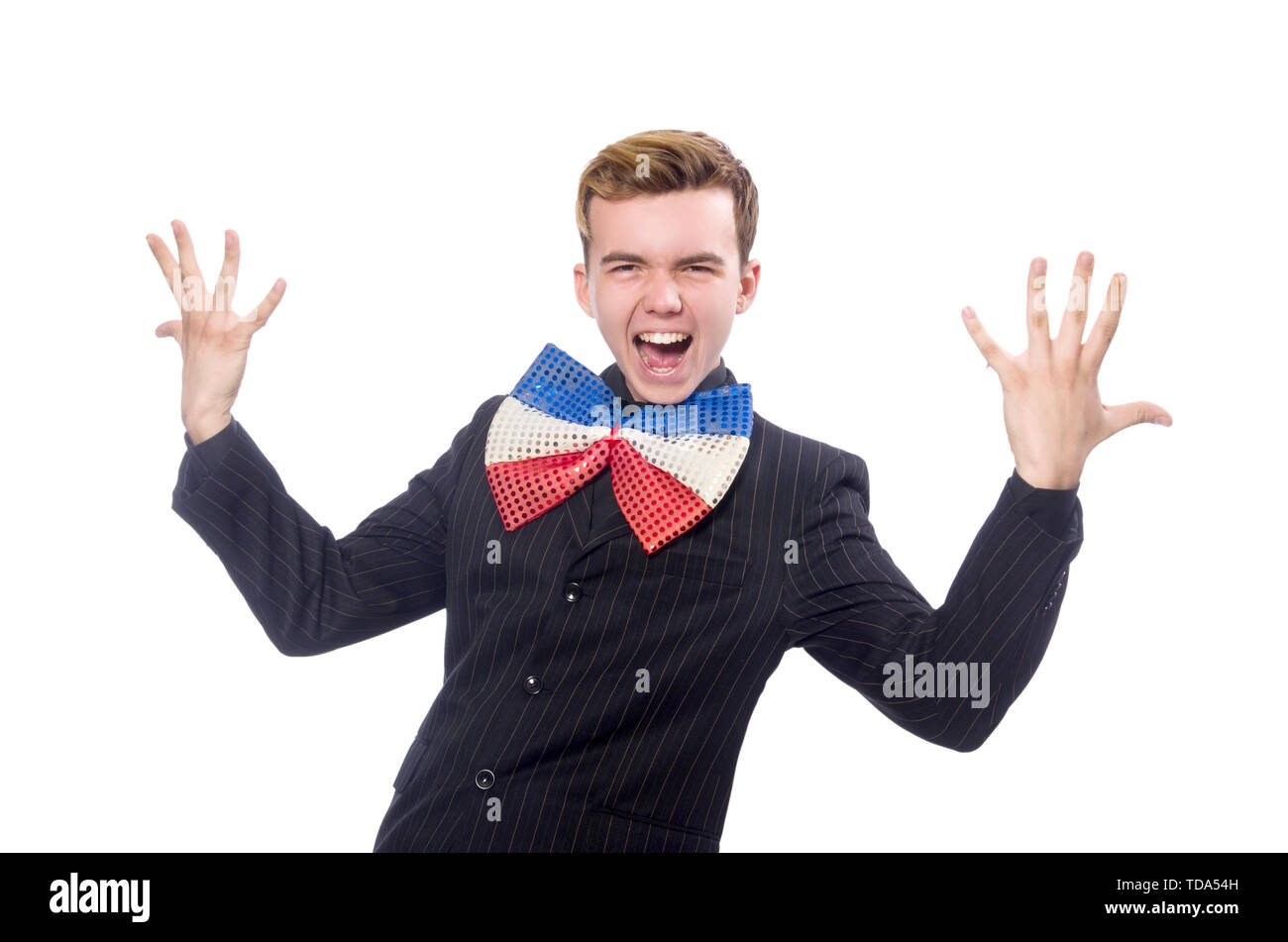 Funny man with giant bow tie Stock Photo - Alamy