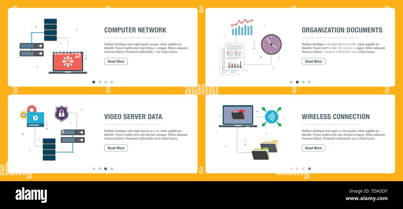 Banner set with icons for internet on websites or app templates with ...
