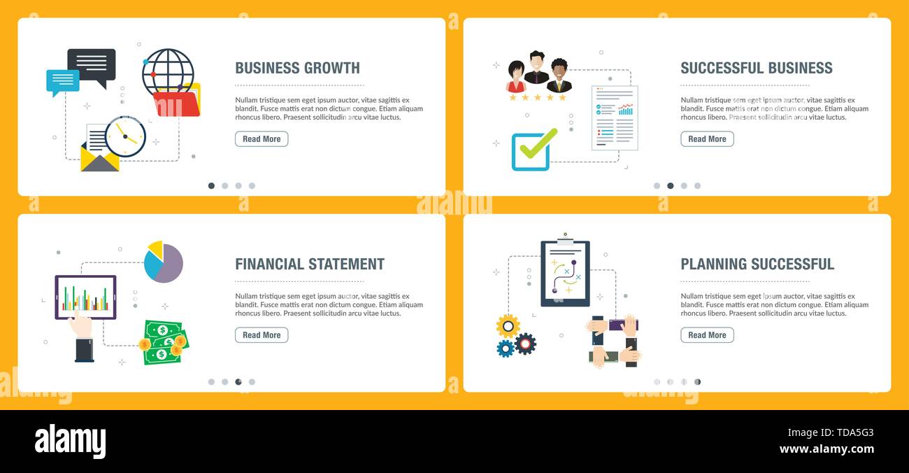 Web banners concept in vector with business growth, successful business ...