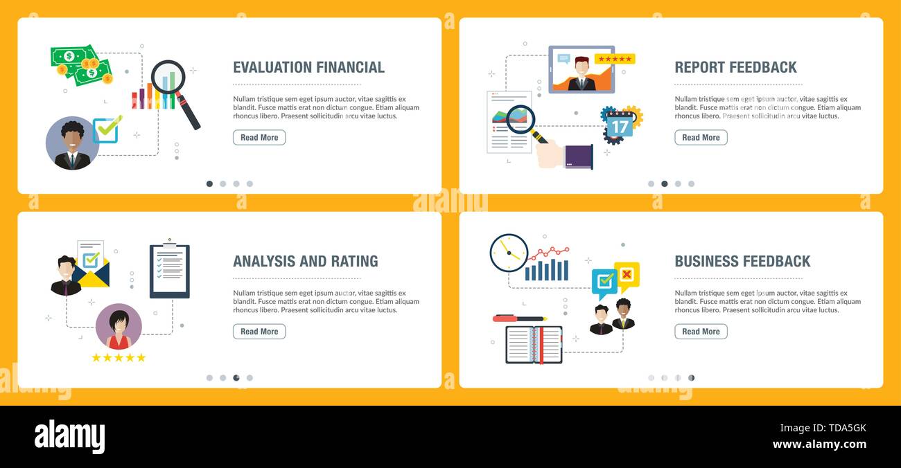 Web banners concept in vector with evaluation financial, report ...