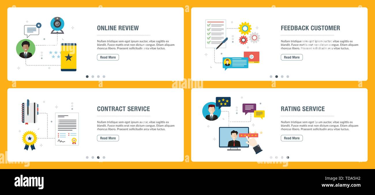 Web banners concept in vector with online review, feedback customer ...