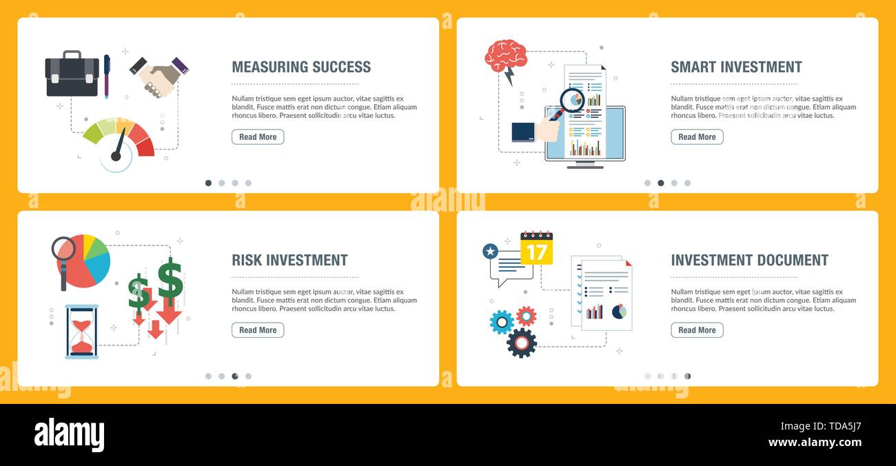 Web banners concept in vector with measuring success, smart investment ...