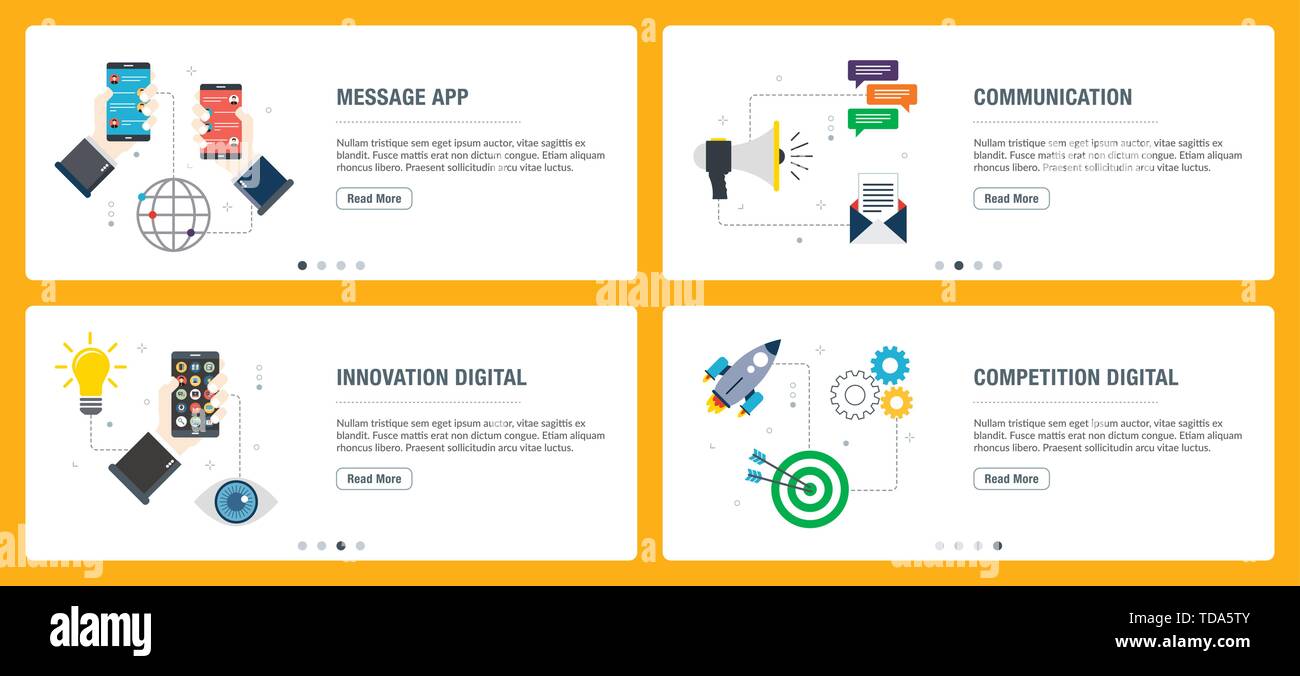 Vector set of vertical web banners with message app, communication ...