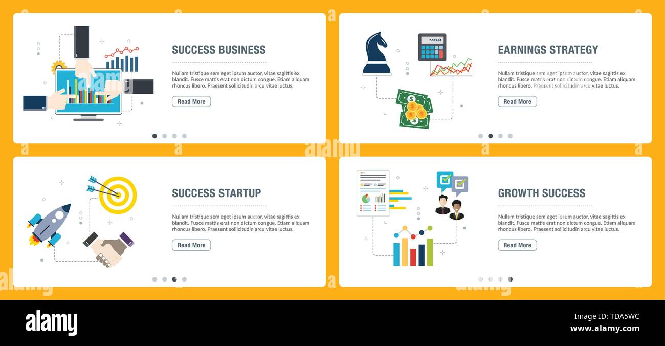 Vector set of vertical web banners with success business, earnings ...