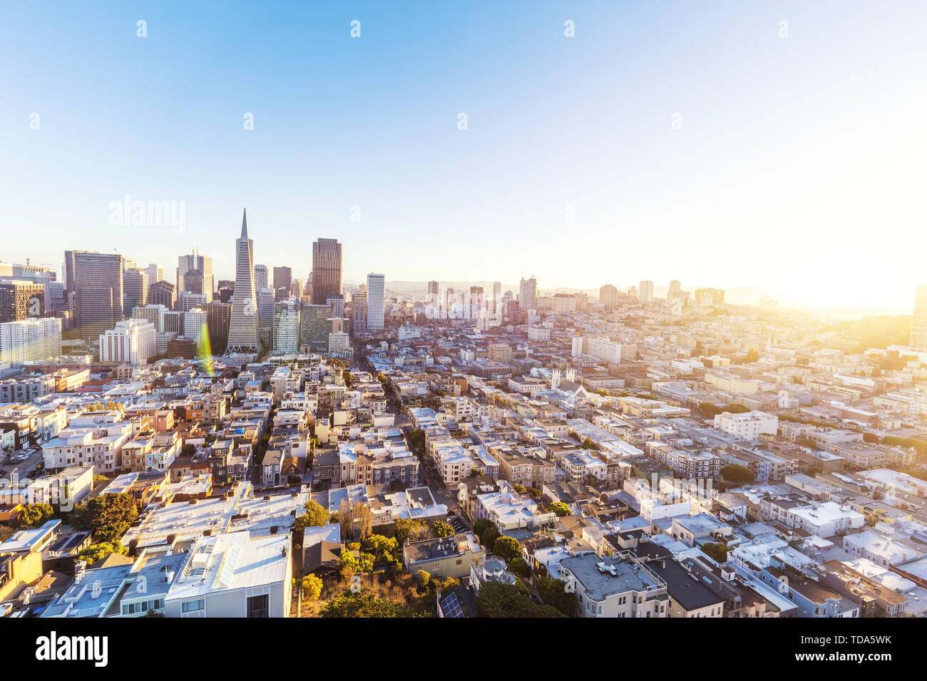 cityscape of San Francisco and sunny skyline Stock Photo - Alamy