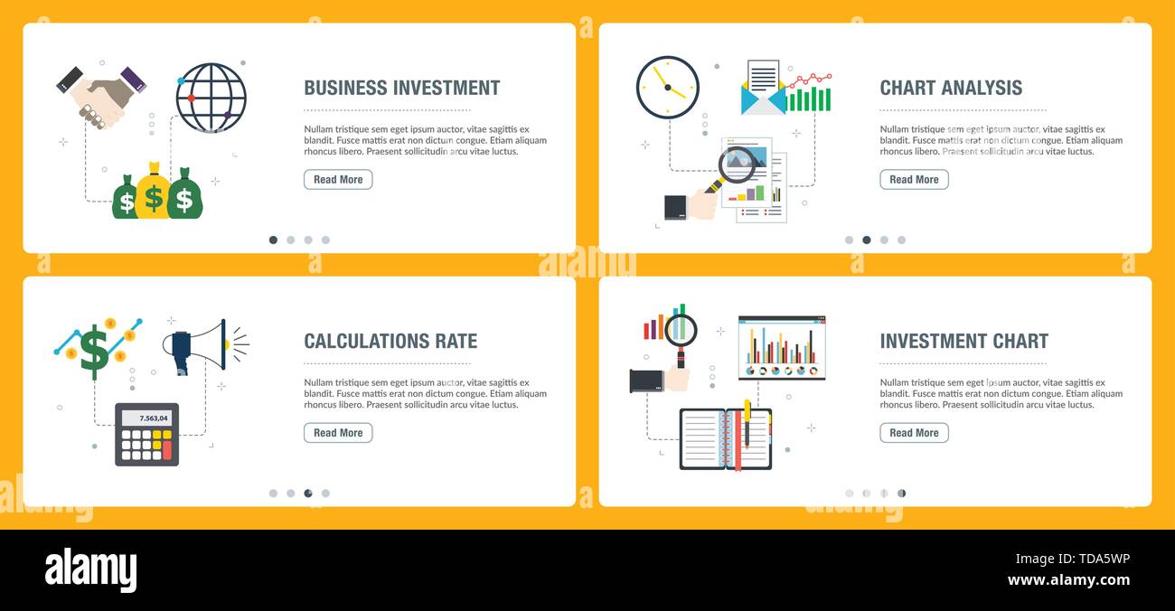Vector set of vertical web banners with business investment, chart ...