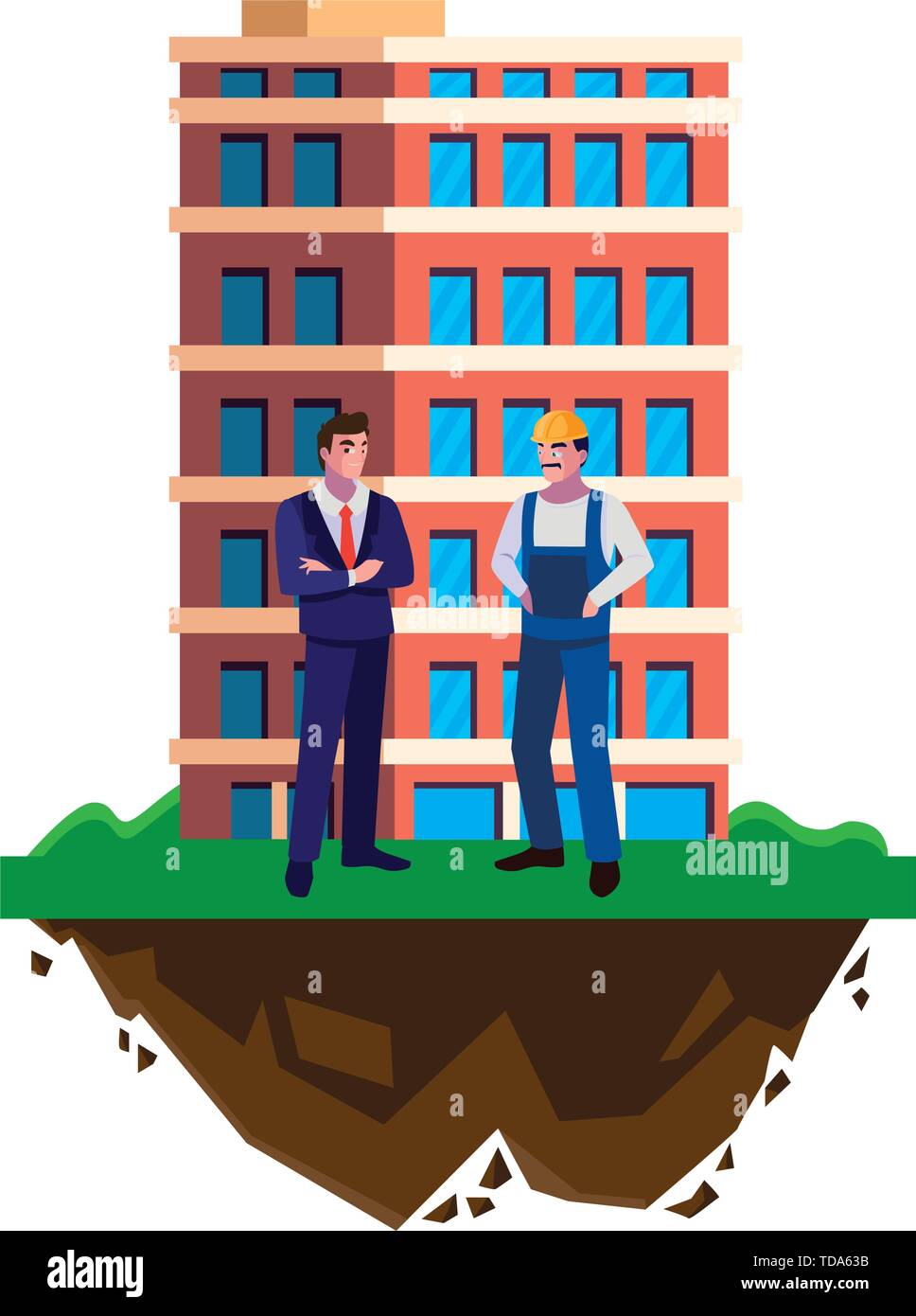builder constructor with engineer and building vector illustration ...