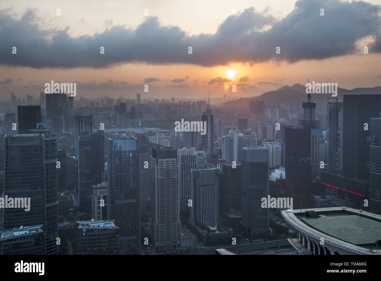 high-rise building building sunset scenery of city skyline complex ...