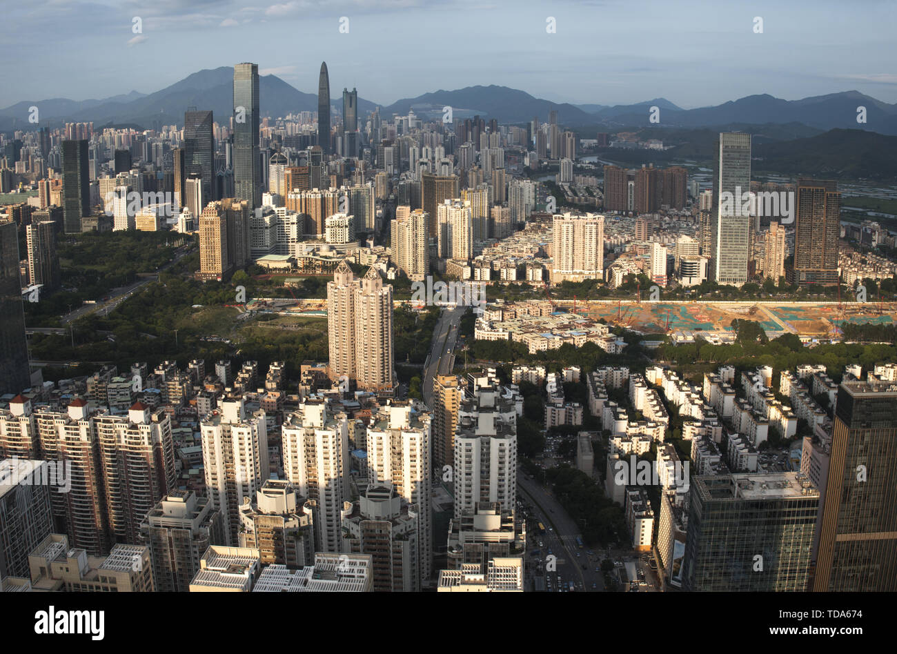 Chinese city skyline complex high-rise building building panoramic ...