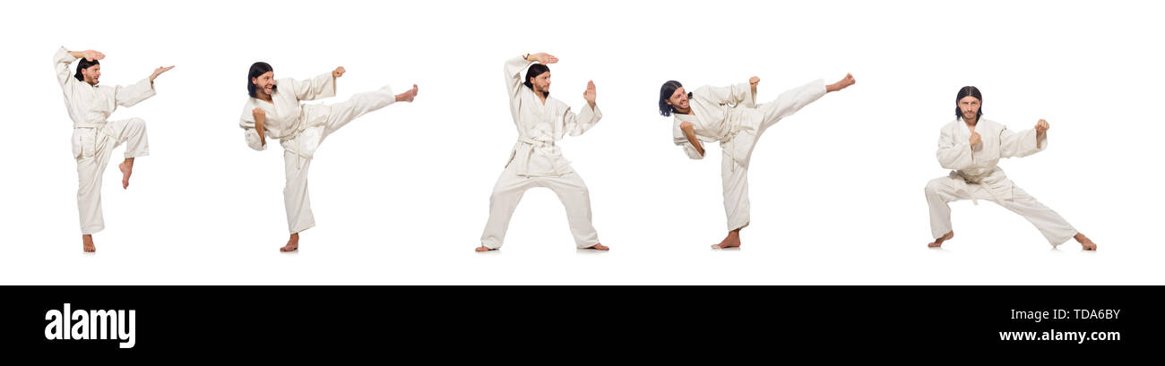 Karate fighter isolated on white Stock Photo - Alamy
