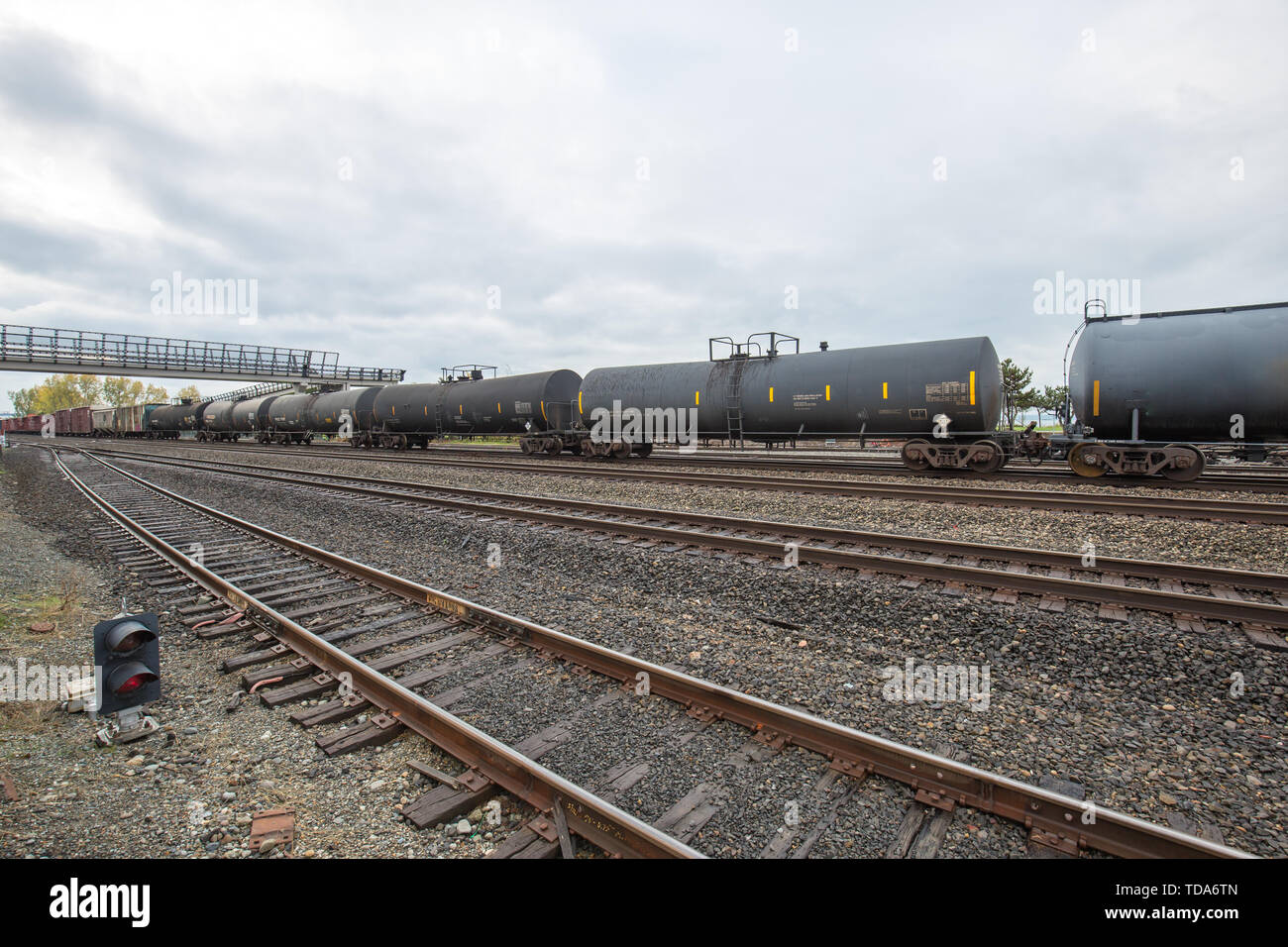 oil tank train and railways in portland in cloudy sky Stock Photo - Alamy