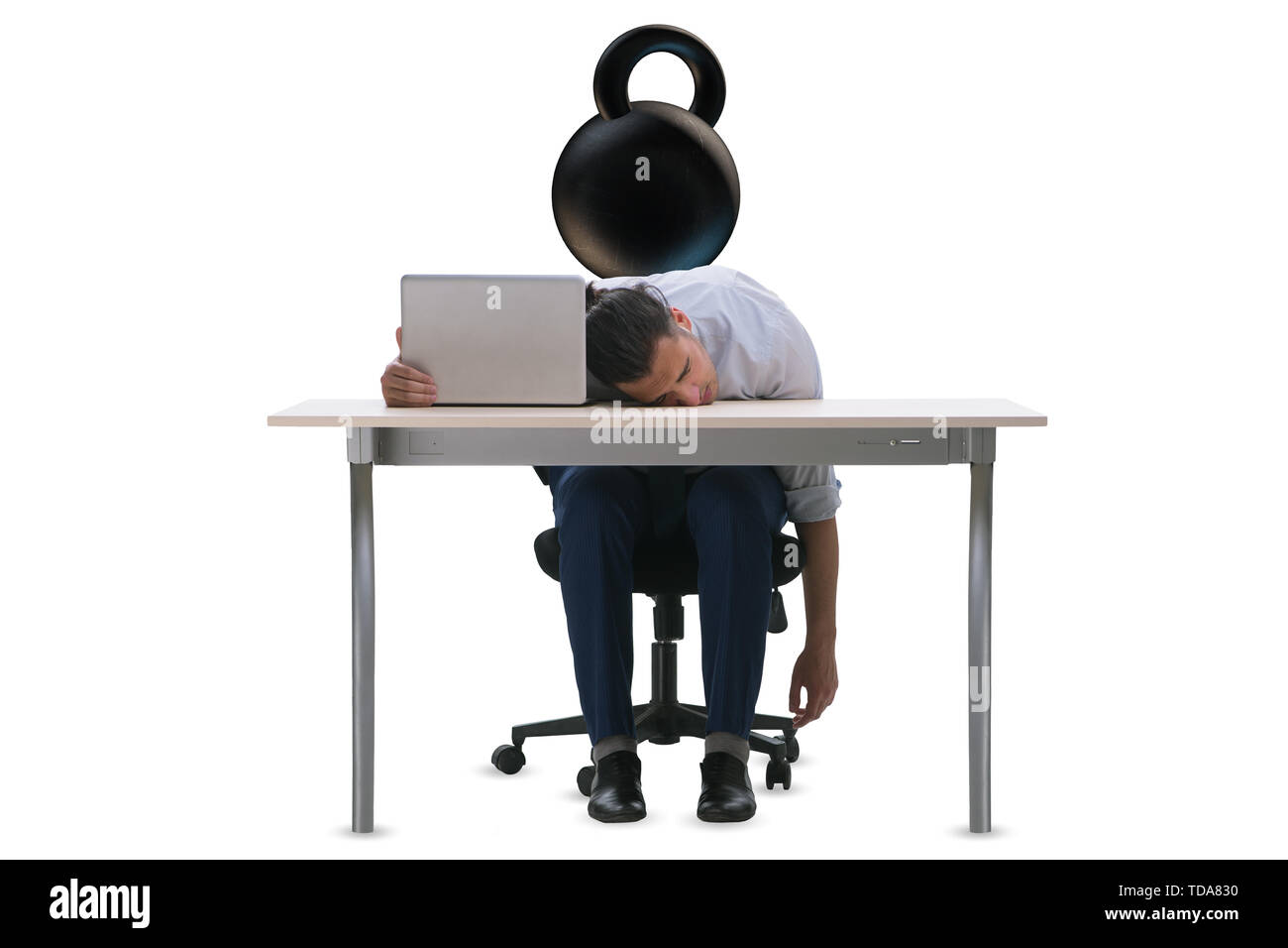 Employee with burden of work Stock Photo - Alamy