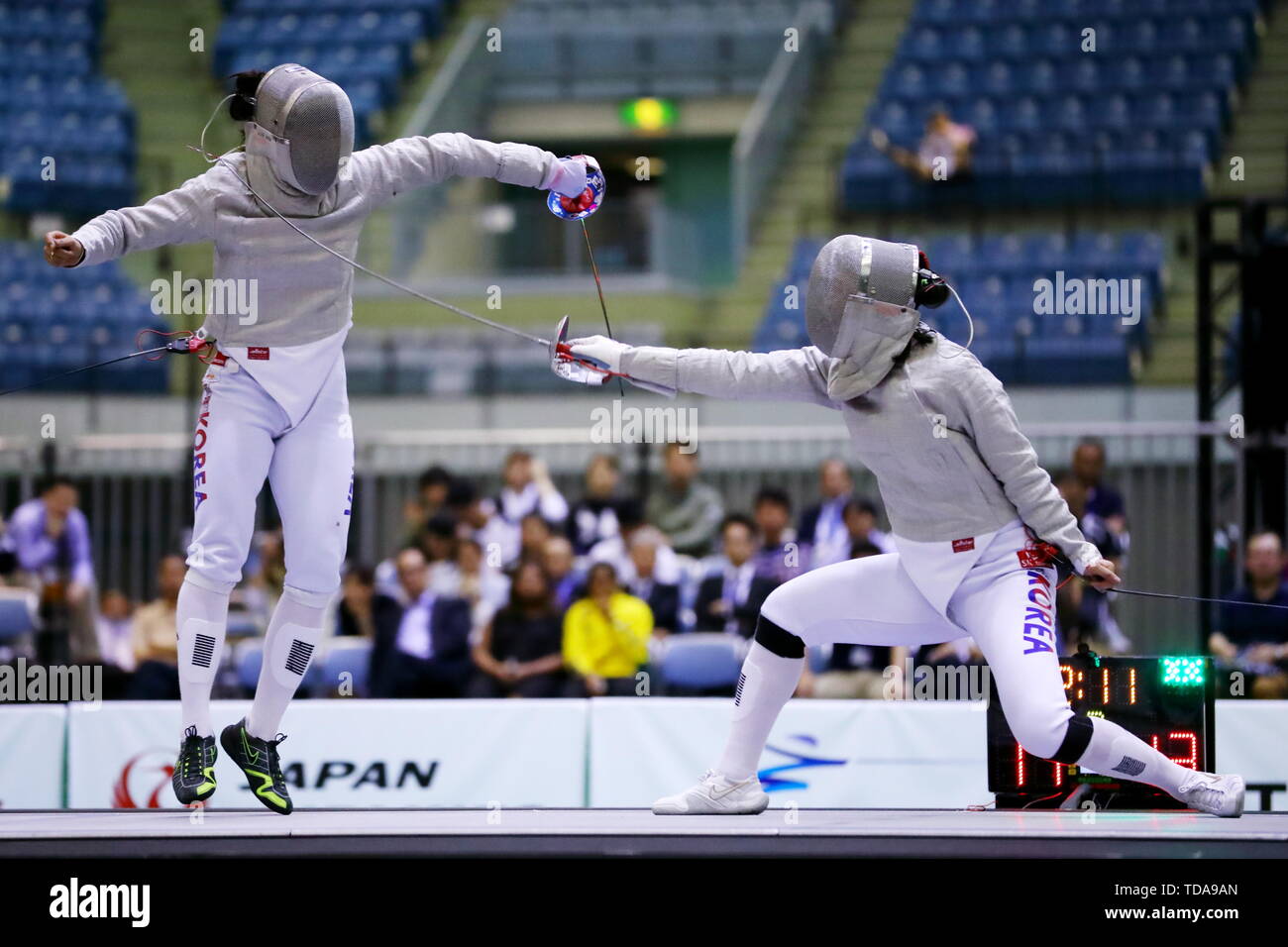 Chiba Port Arena, Chiba, Japan. 13th June, 2019. (L-R) Kim Jiyeon, Yoon ...