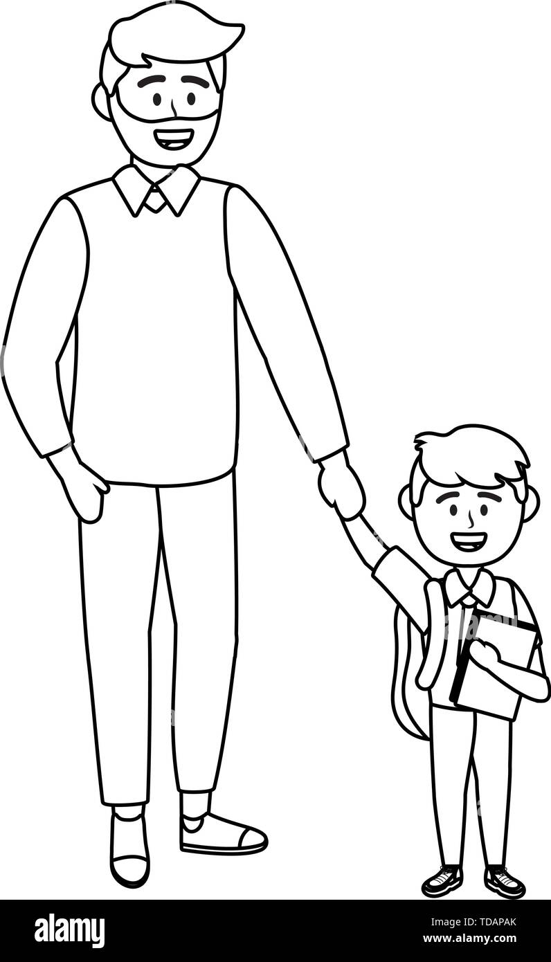 Boy kid with father design, School education learning knowledge study ...