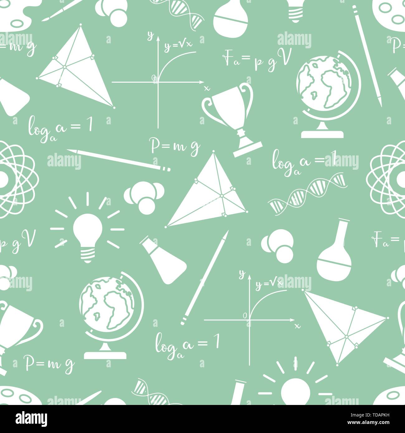Vector seamless pattern with scientific, education elements: globe ...