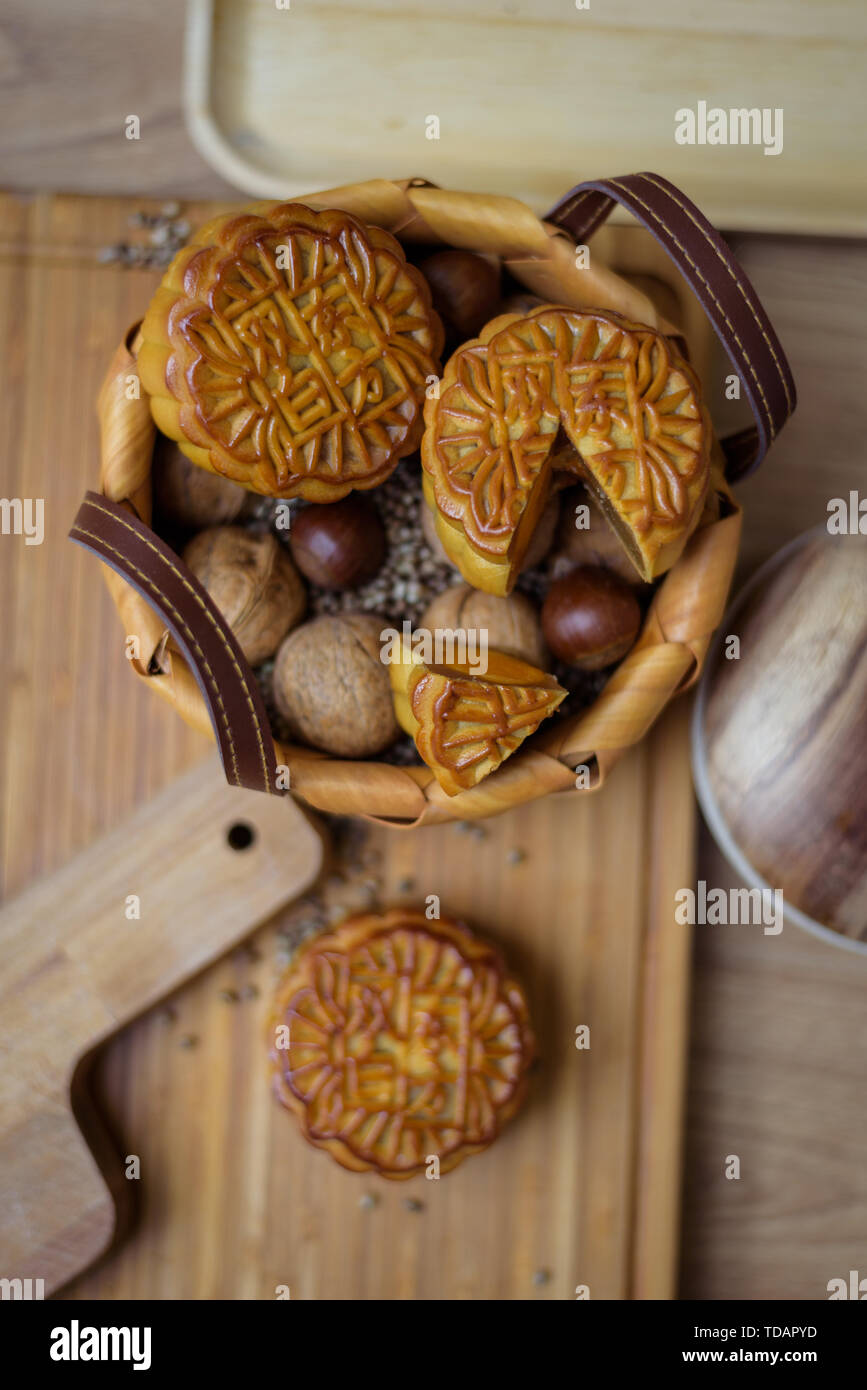 Mid-Autumn Festival moon cakes with nuts Stock Photo - Alamy