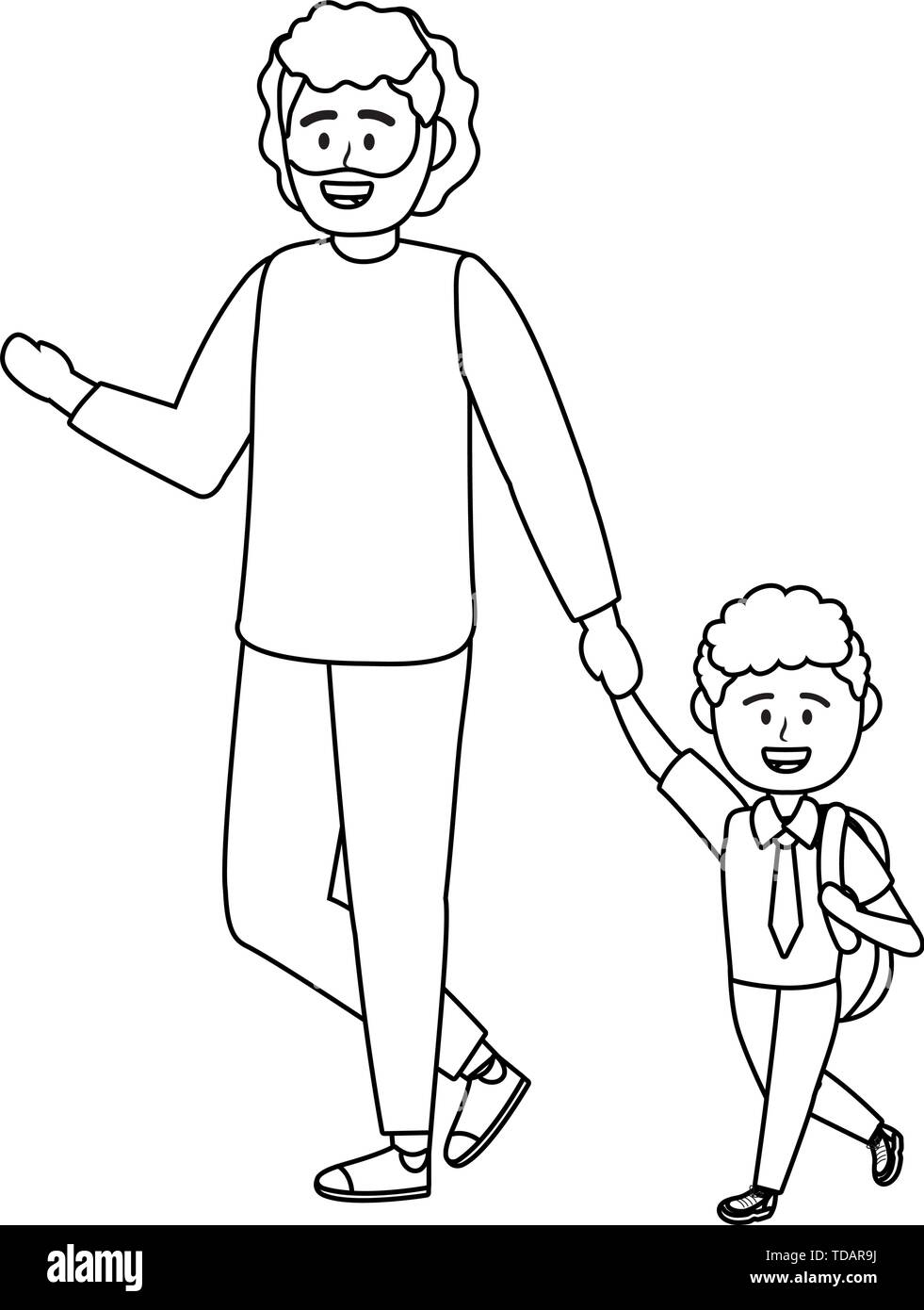 Boy kid with father design, School education learning knowledge study ...