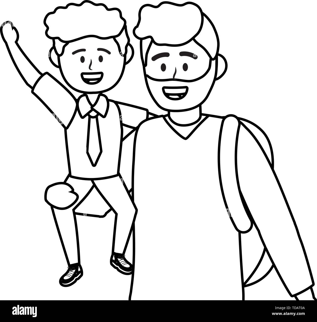 Boy kid with father design, School education learning knowledge study ...