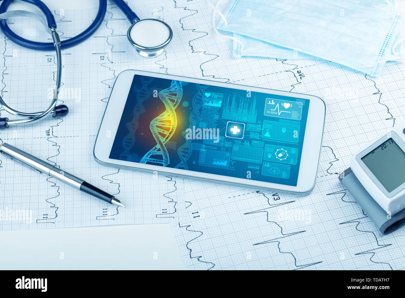 Genetic test and biotechnology concept with medical technology devices ...