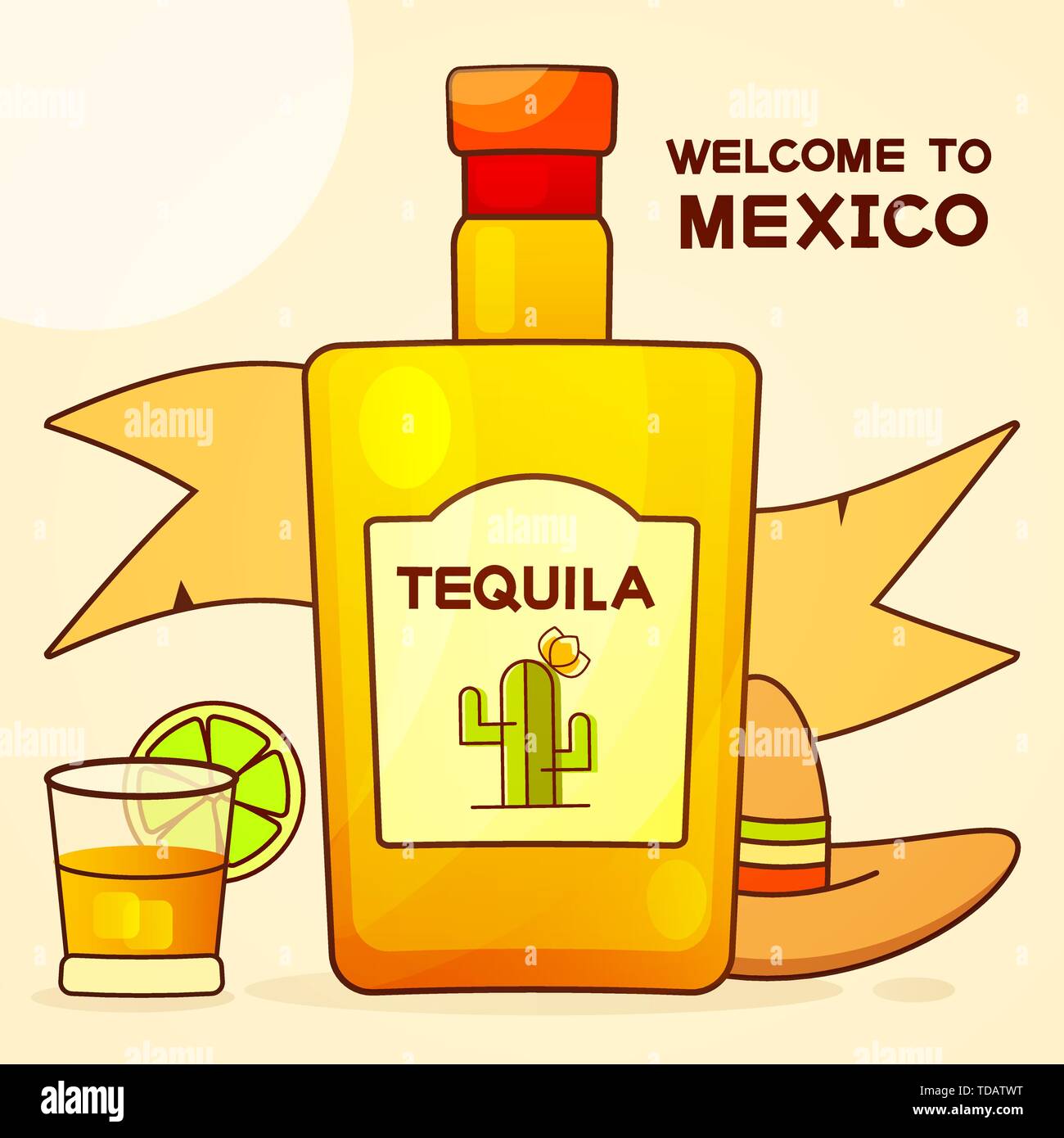 Mexican Background With A Fancy Bottle Of Tequila. Fancy Tequila Name ...