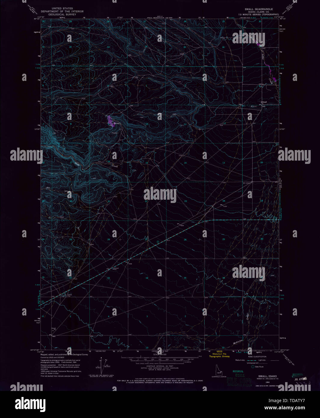 USGS TOPO Map Idaho ID Small 238185 1964 24000 Inverted Restoration ...